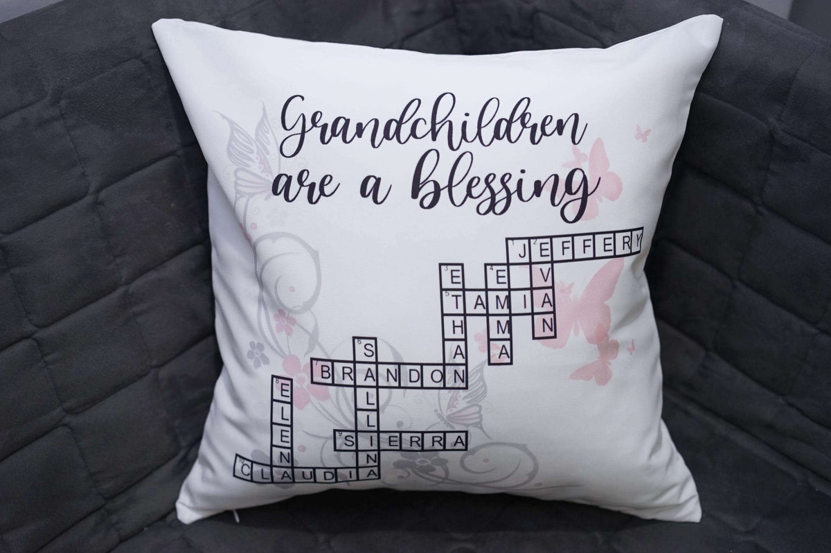 Personalized Grandkids Puzzle Pillow for Grandma